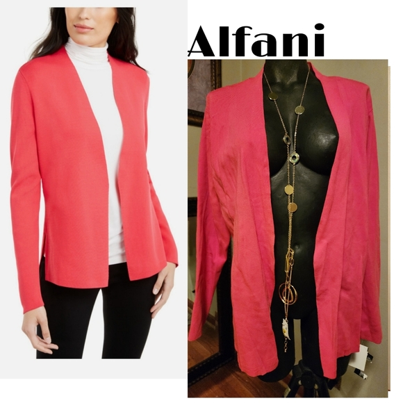Alfani | Sweaters | Alfani Coral Long Sleeve Open Cardigan Sweater Sz ...